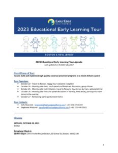 2023 Early Learning Tour Agenda – Early Edge California